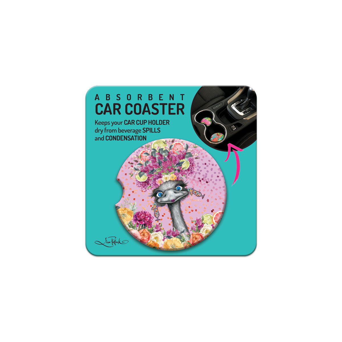 Zesty Emu Car Coaster | Bewitched Flowers & Gifts